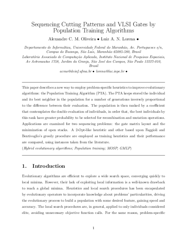 (PDF) Sequencing Cutting Patterns and VLSI Gates by Population Training ...