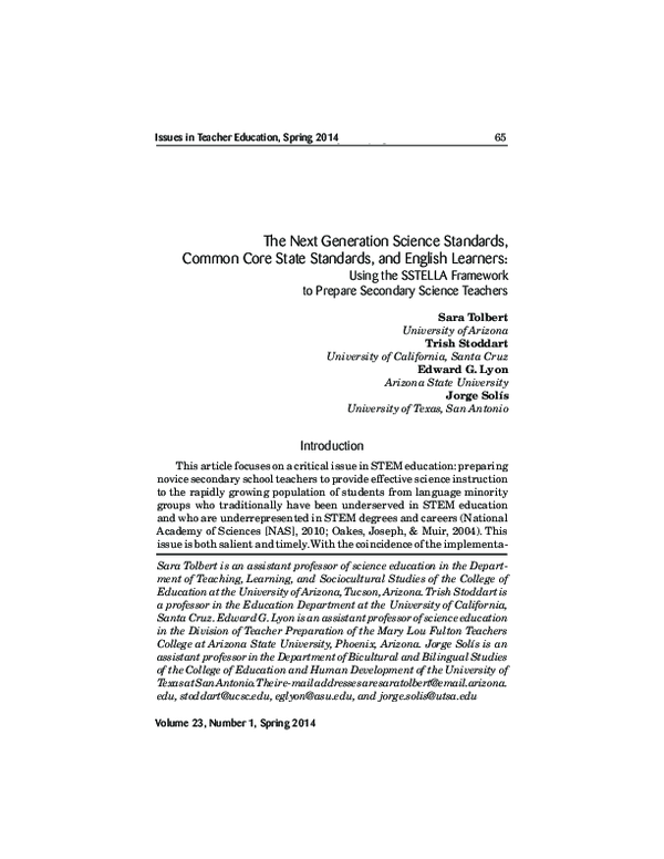 (PDF) The Next Generation Science Standards, Common Core State ...