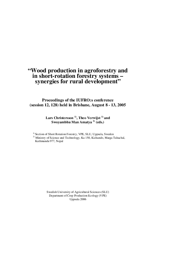 (PDF) Wood production in agroforestry and in short-rotation forestry ...