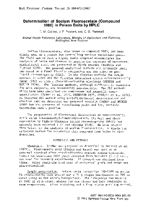 (PDF) Determination of sodium fluoroacetate (compound 1080) in poison ...