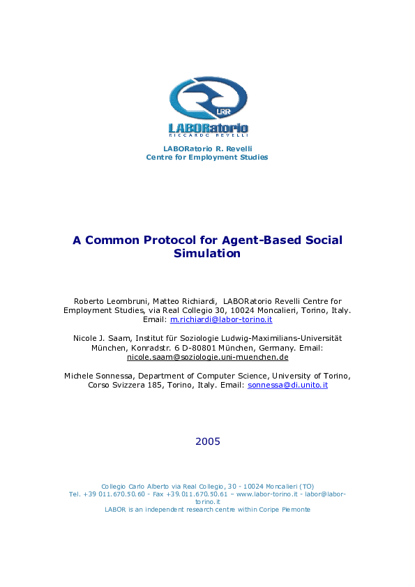 (PDF) A Common Protocol for Agent-Based Social Simulation