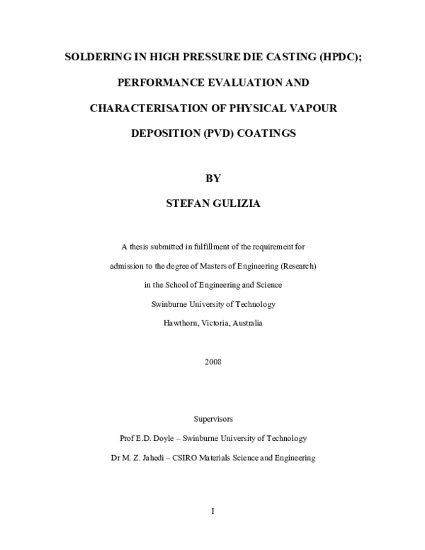 (PDF) Soldering in high pressure die casting (HPDC), performance ...