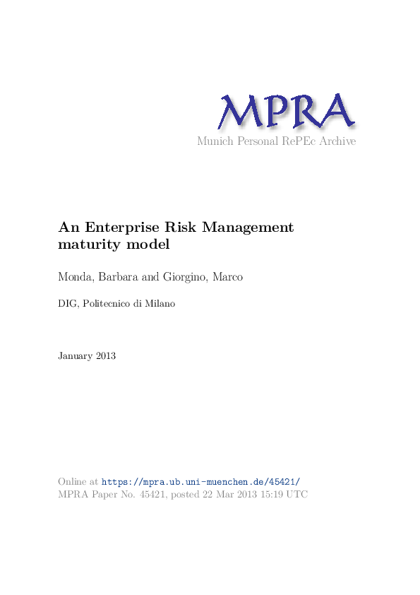 (PDF) An Enterprise Risk Management maturity model