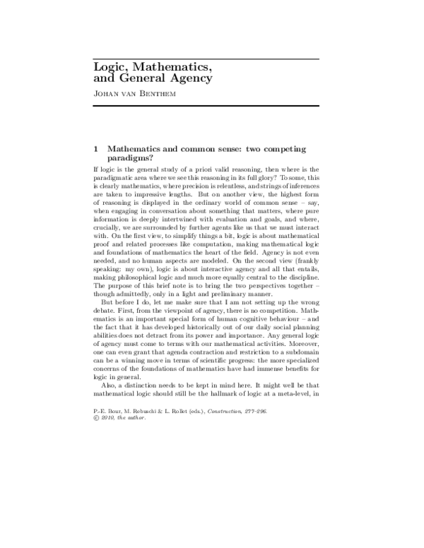 (PDF) Logic, mathematics, and general agency