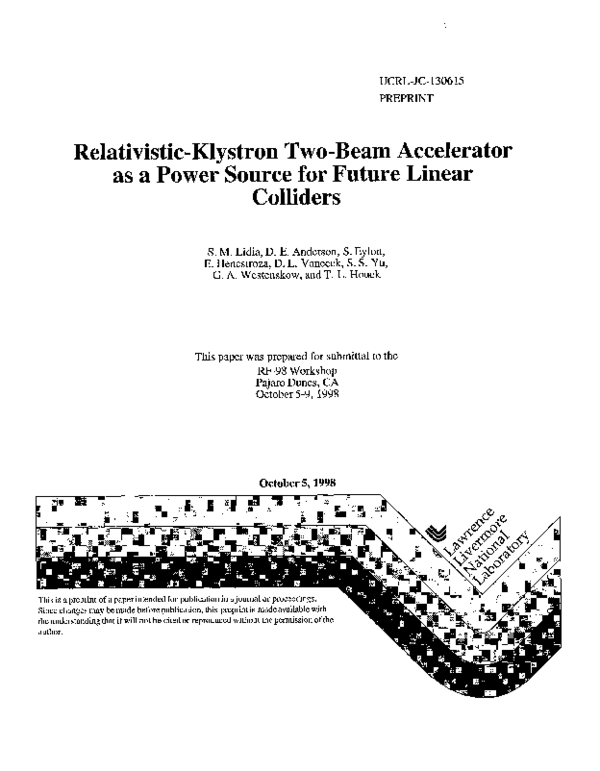 (PDF) Relativistic-Klystron two-beam accelerator as a power source for ...