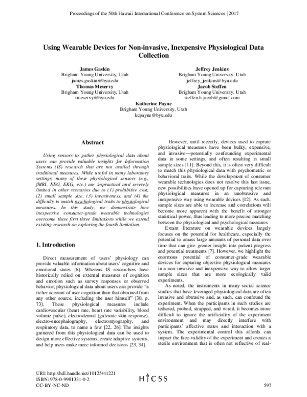 (PDF) Using Wearable Devices for Non-invasive, Inexpensive ...