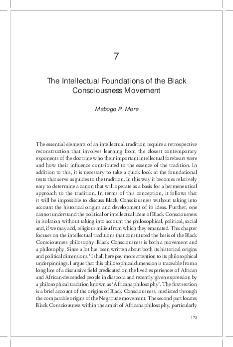 (PDF) The Intellectual Foundations of the Black Consciousness Movement