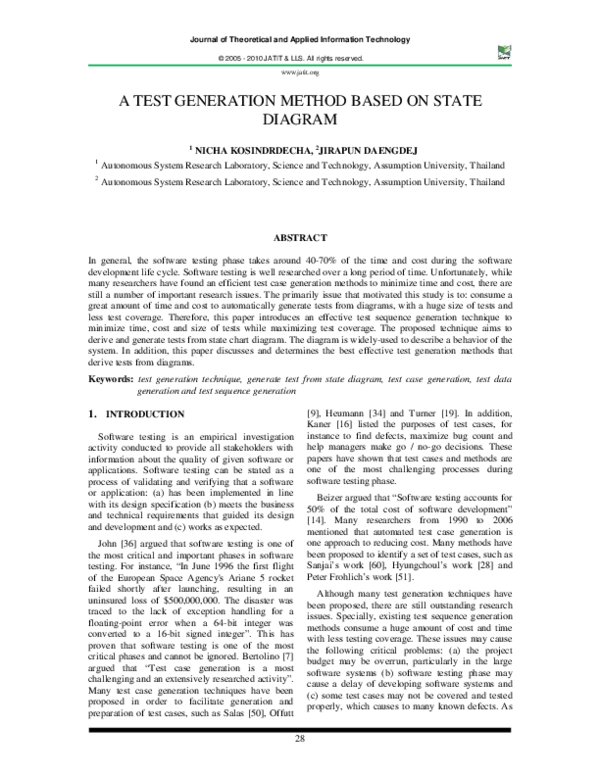 (PDF) A Test Generation Method Based on State Diagram