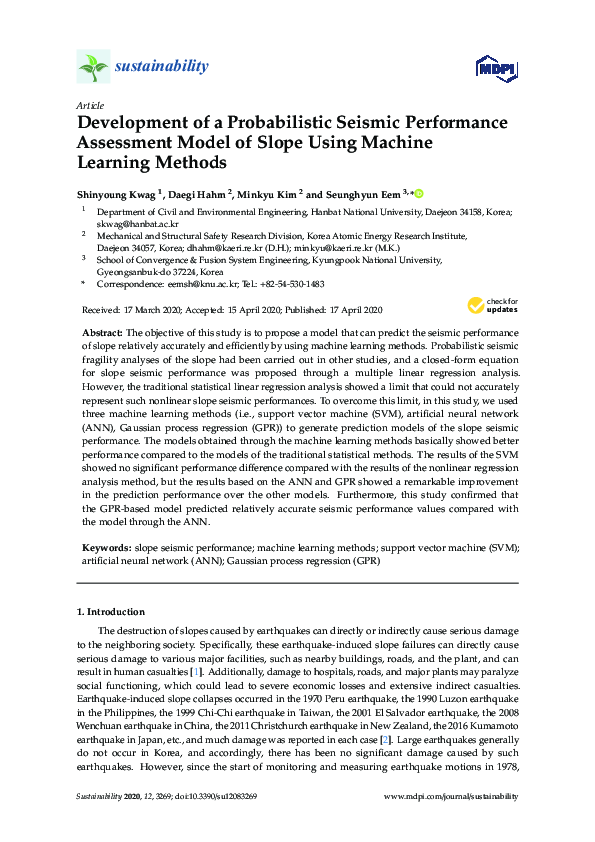 (PDF) Development of a Probabilistic Seismic Performance Assessment Model of Slope Using Machine ...