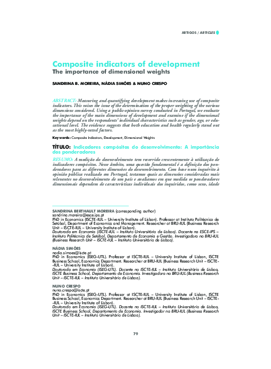 (PDF) Composite indicators of development: the importance of dimensional weights