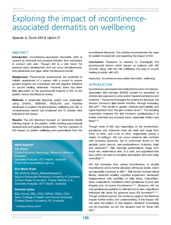 (PDF) Exploring the impact of incontinence associated dermatitis on ...
