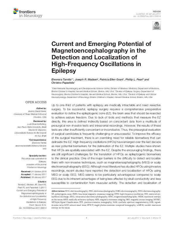 (PDF) Current and Emerging Potential of Magnetoencephalography in the Detection and Localization ...