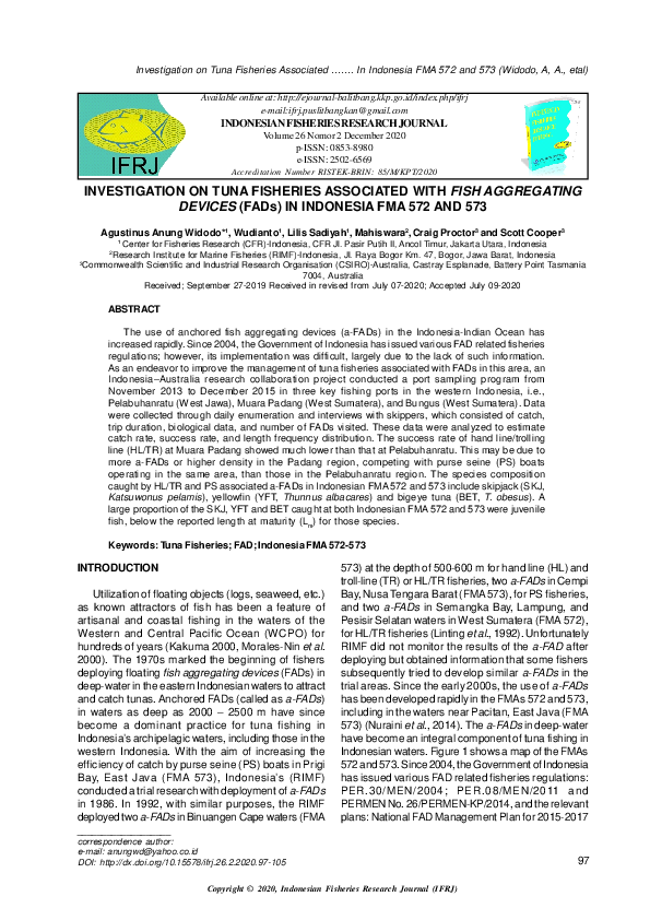 (PDF) NVESTIGATION ON TUNA FISHERIES ASSOCIATED WITH FISH AGGREGATING ...