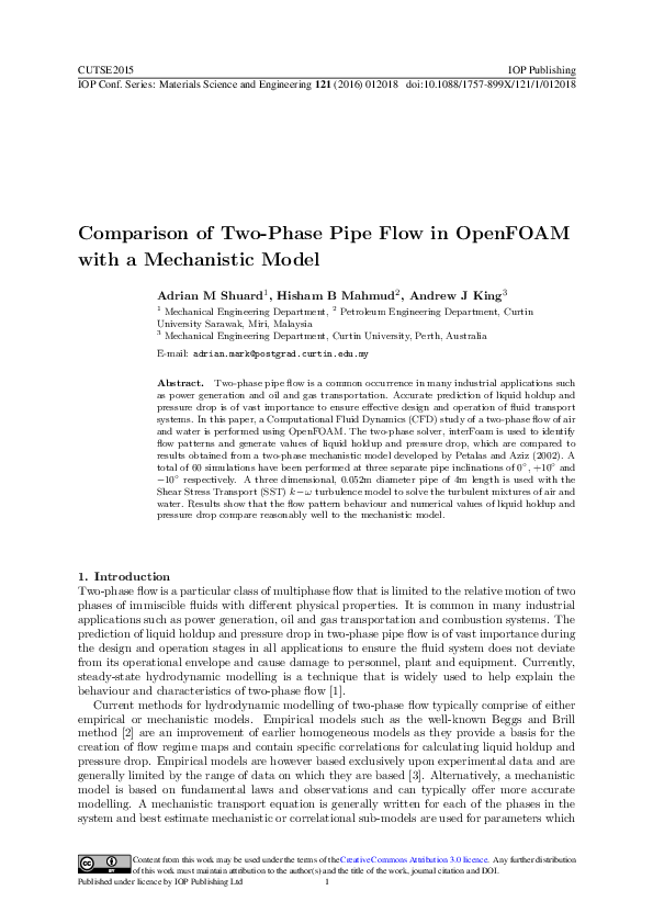 (PDF) Two-Phase Pipe Flow Analysis in OpenFOAM