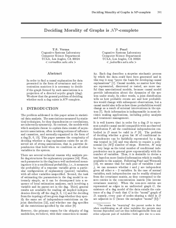 (PDF) Deciding morality of graphs is NP-complete