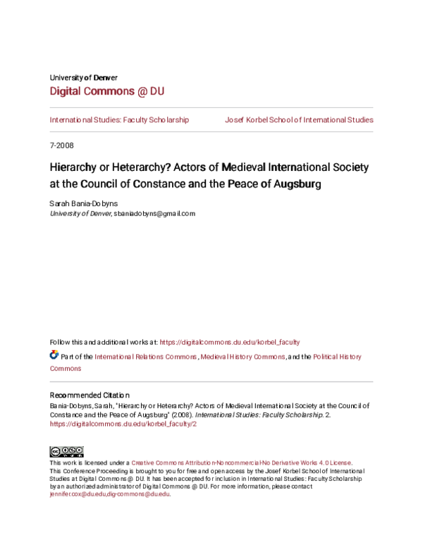 (PDF) Hierarchy or Heterarchy? Actors of Medieval International Society ...