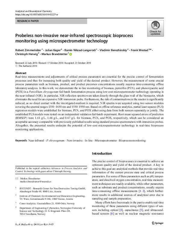 (PDF) Probeless non-invasive near-infrared spectroscopic bioprocess monitoring using ...