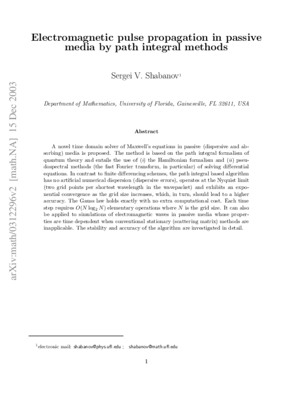 (PDF) Electromagnetic pulse propagation in passive media by path ...