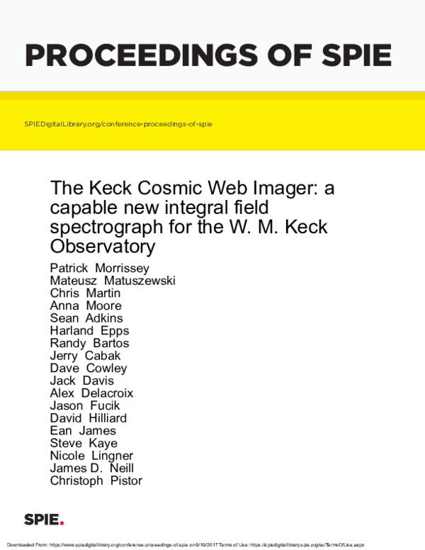 (PDF) The Keck Cosmic Web Imager: a capable new integral field ...
