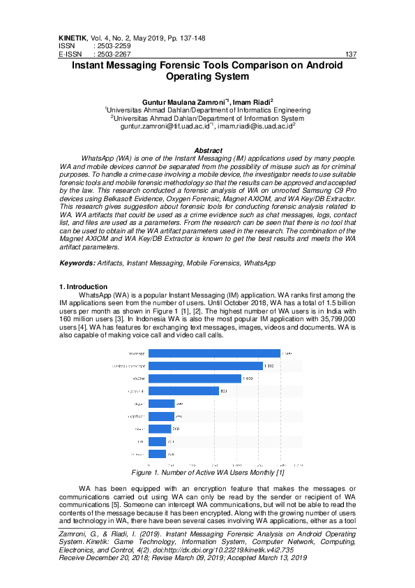 Pdf Instant Messaging Forensic Tools Comparison On Android Operating