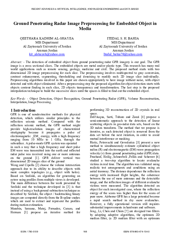 (PDF) Ground penetrating radar image preprocessing for embedded object ...