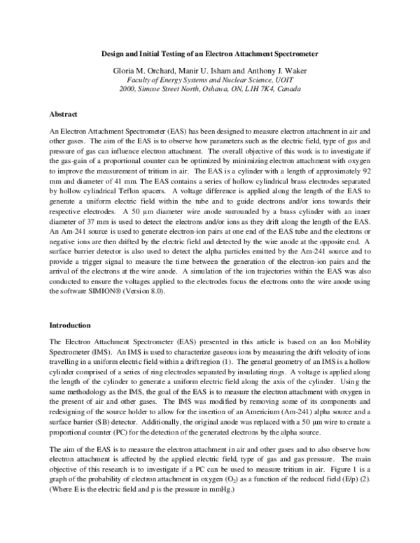 (PDF) Design and Initial Testing of an Electron Attachment Spectrometer