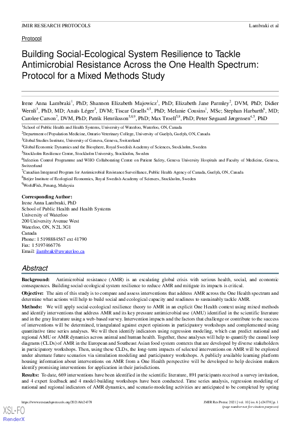 (PDF) Building social-ecological system resilience to tackle ...