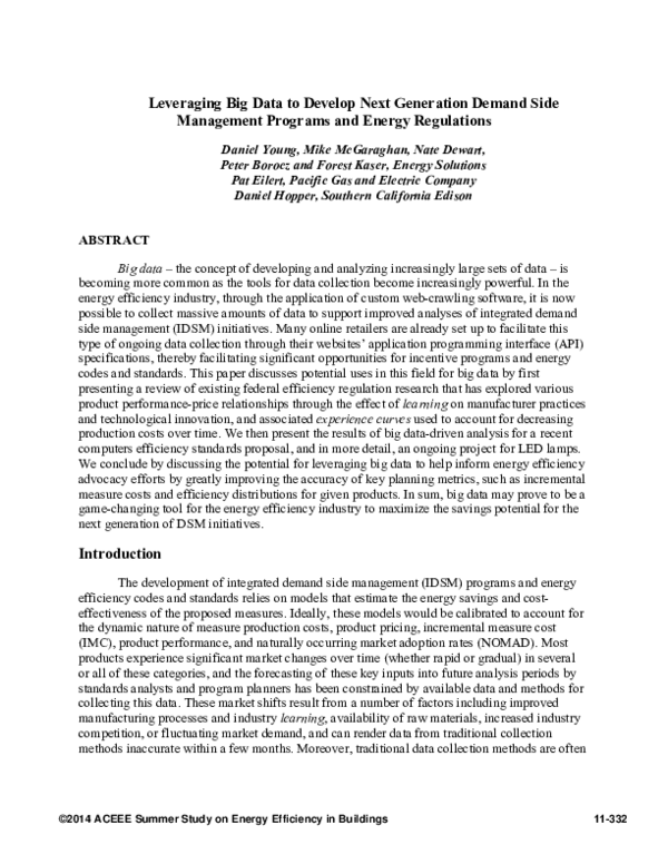 (PDF) Leveraging Big Data to Develop Next Generation Demand Side ...