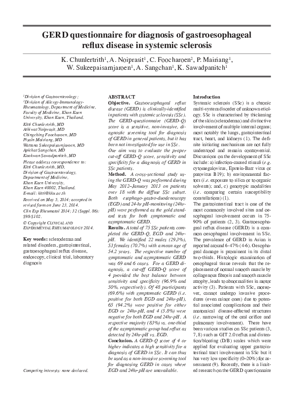 (PDF) GERD questionnaire for diagnosis of gastroesophageal reflux ...
