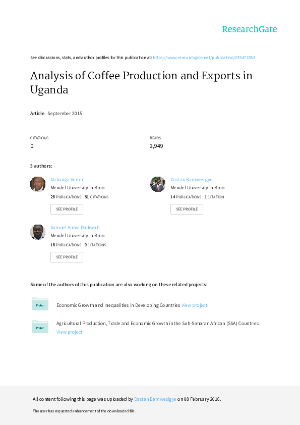 (PDF) Analysis of Coffee Production and Exports in Uganda