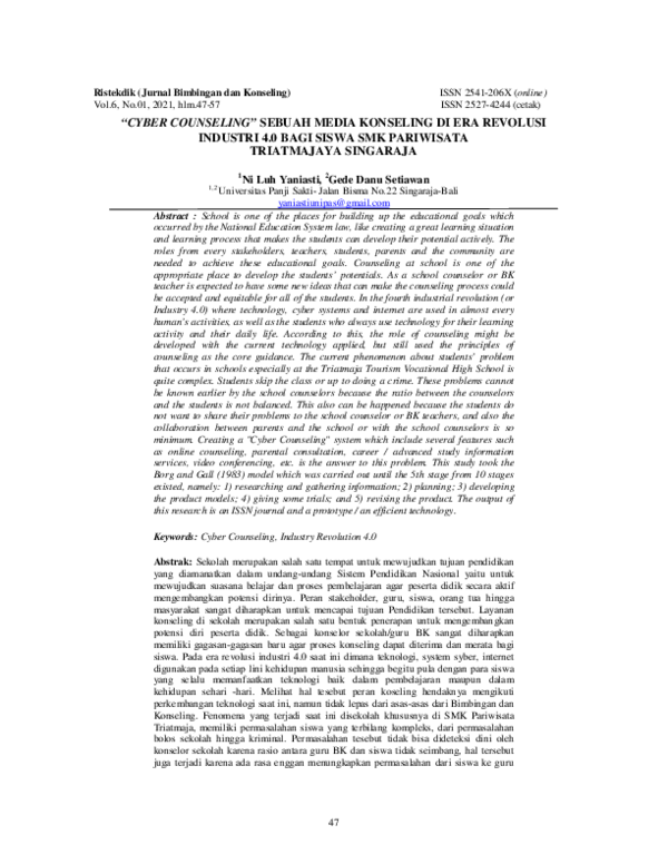 (PDF) “Cyber Counseling” Sebuah Media Konseling DI Era Revolusi ...