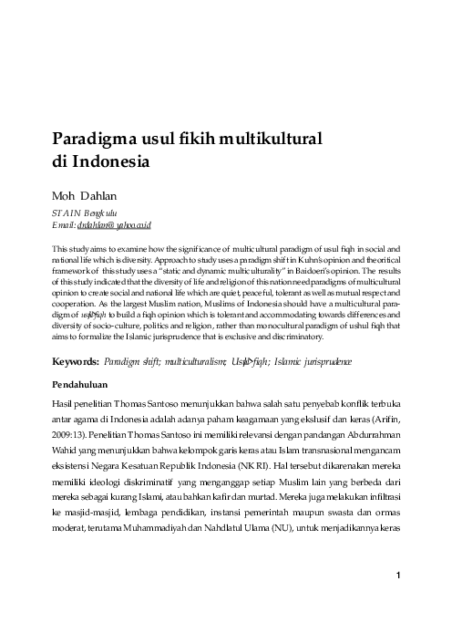 (PDF) Paradigma usul fikih multikultural di Indonesia