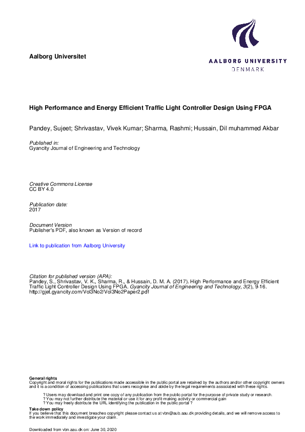 (PDF) High Performance and Energy Efficient Traffic Light Controller Design Using FPGA