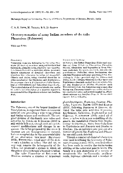 (PDF) Chemosystematics of some Indian members of the tribe Phaseoleae ...