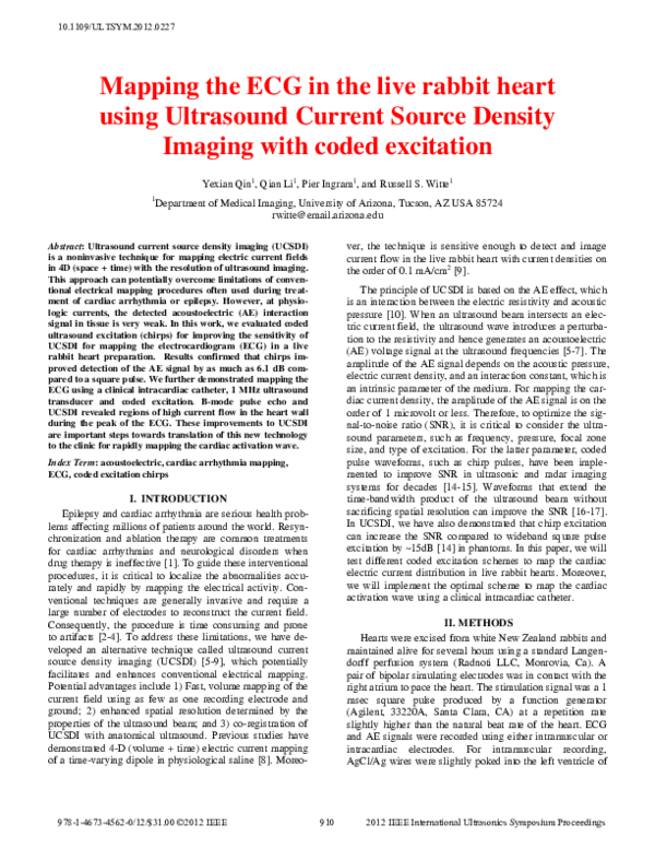 (PDF) Mapping the ECG in the live rabbit heart using Ultrasound Current ...