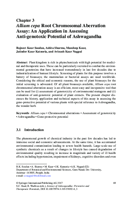 (PDF) Allium cepa Root Chromosomal Aberration Assay: An Application in ...