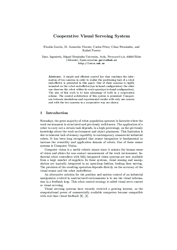 (PDF) Cooperative Visual Servoing System