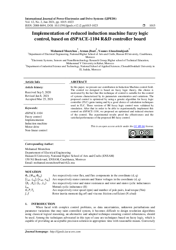 (PDF) Implementation of reduced induction machine fuzzy logic control ...