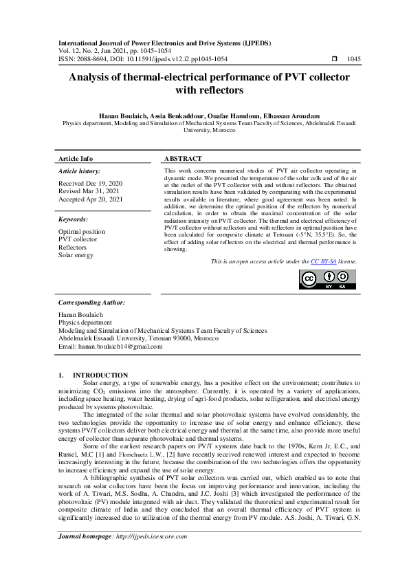 (PDF) Analysis of thermal-electrical performance of PVT collector with ...