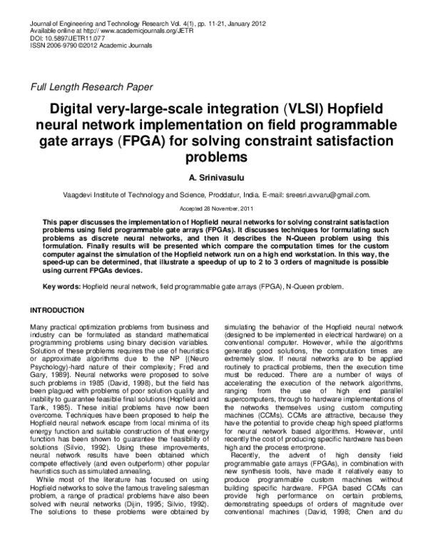 (PDF) Digital very-large-scale integration (VLSI) Hopfield neural ...