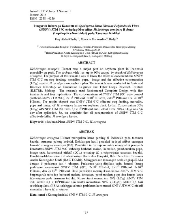 (PDF) Pengaruh Beberapa Konsentrasi Spodoptera litura Nuclear ...