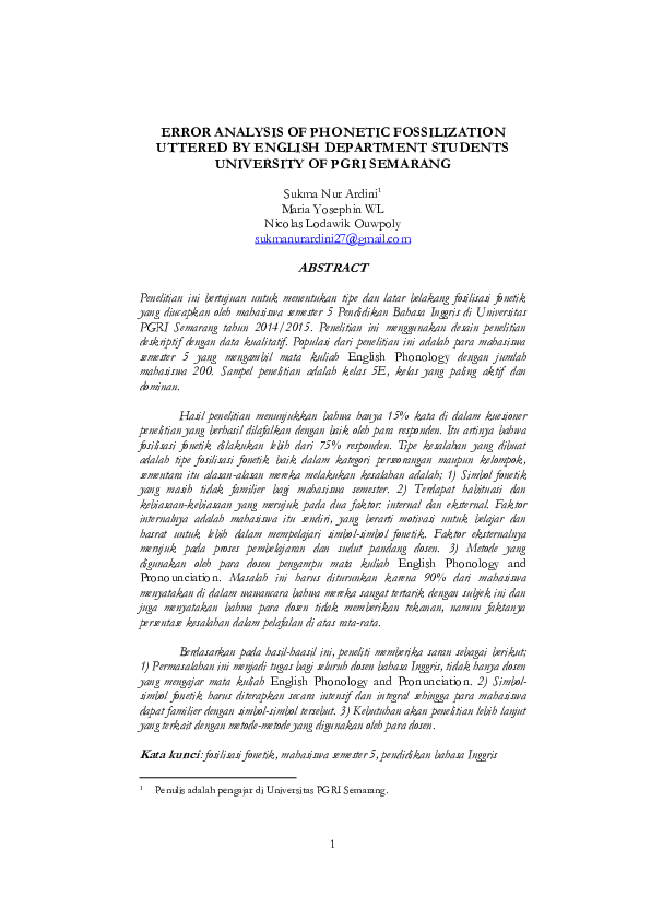 (PDF) Error Analysis of Phonetic Fossilization Uttered by English ...