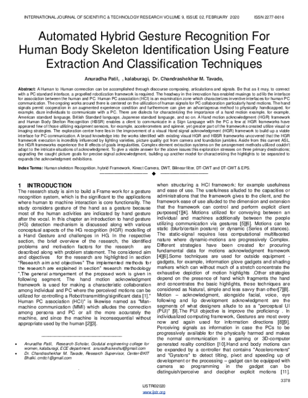 (PDF) Automated Hybrid Gesture Recognition For Human Body Skeleton ...