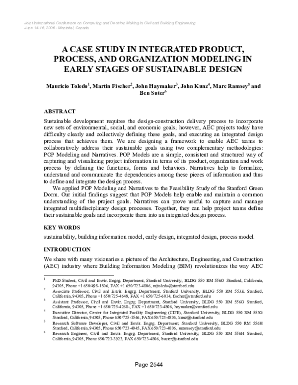 (PDF) A Case Study in Integrated Product, Process, and Organization Modeling in Early Stages of ...