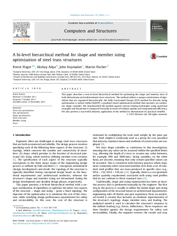 Pdf A Bi Level Hierarchical Method For Shape And Member Sizing Optimization Of Steel Truss