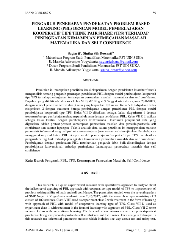 (PDF) Pengaruh Penerapan Pendekatan Problem Based Learning (PBL) Dengan Model Pembelajaran ...