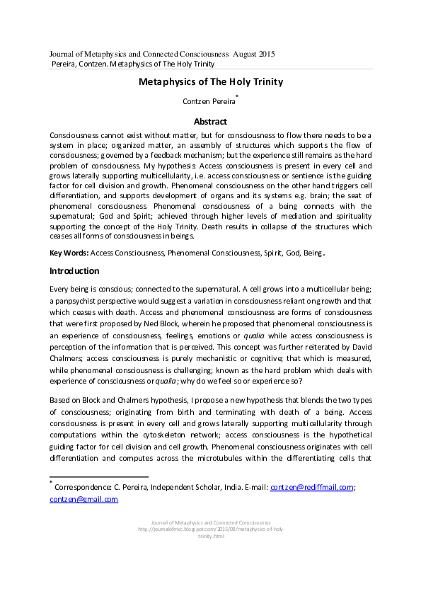 (PDF) Metaphysics of The Holy Trinity