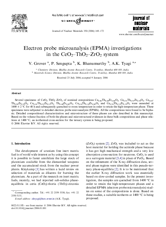 (PDF) Electron probe microanalysis (EPMA) investigations in the CeO2 ...