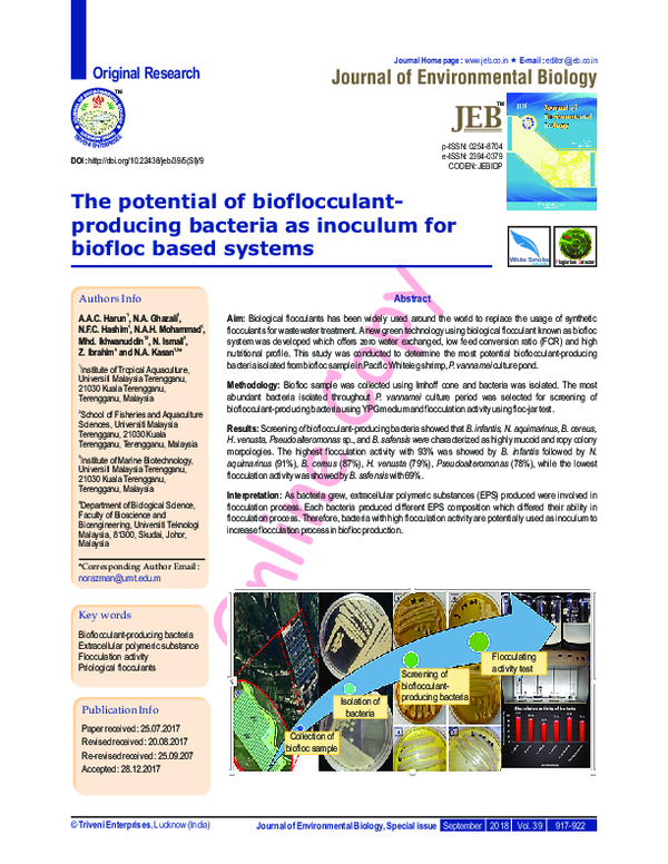 (PDF) The potential of bioflocculant-producing bacteria as inoculum for ...