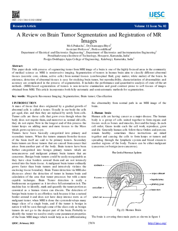 Pdf A Review On Brain Tumor Segmentation And Registration Of Mr
